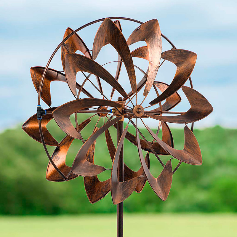 Freeport Park® Hymes Hydro Metal Wind Spinner Garden Stake & Reviews | Wayfair